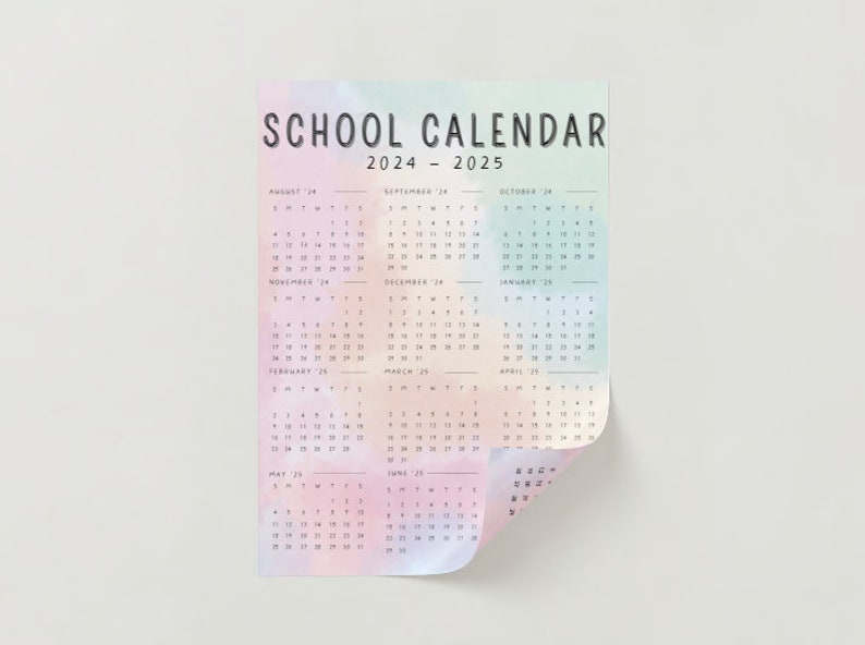 Year at a Glance School Calendar 2024-2025, A4 & A3 Size, Monday/sunday ...