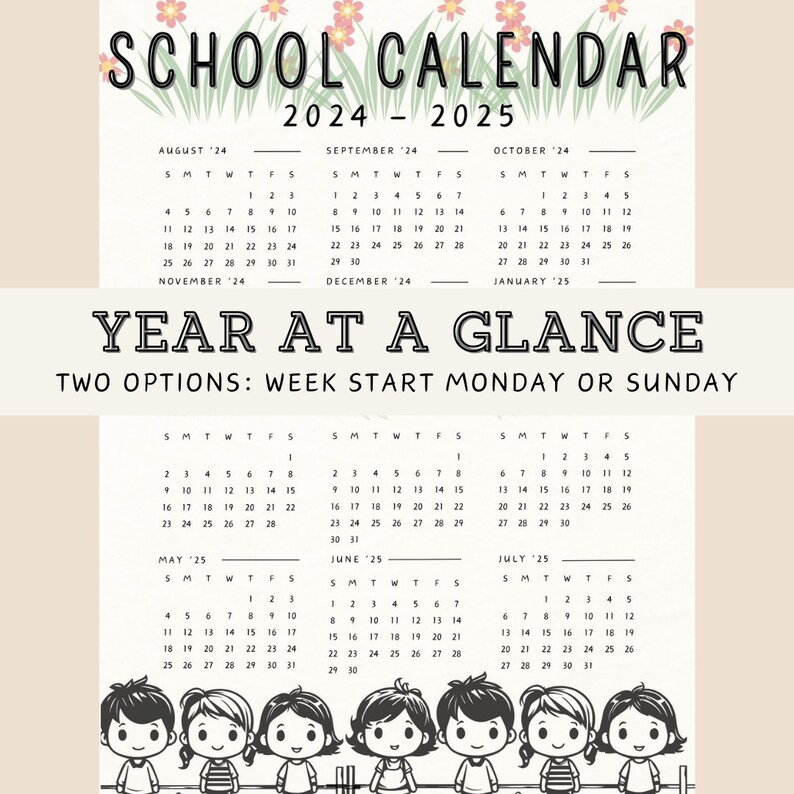 2024 2025 School Calendar and Monthly Planner | Instant Download PDF ...