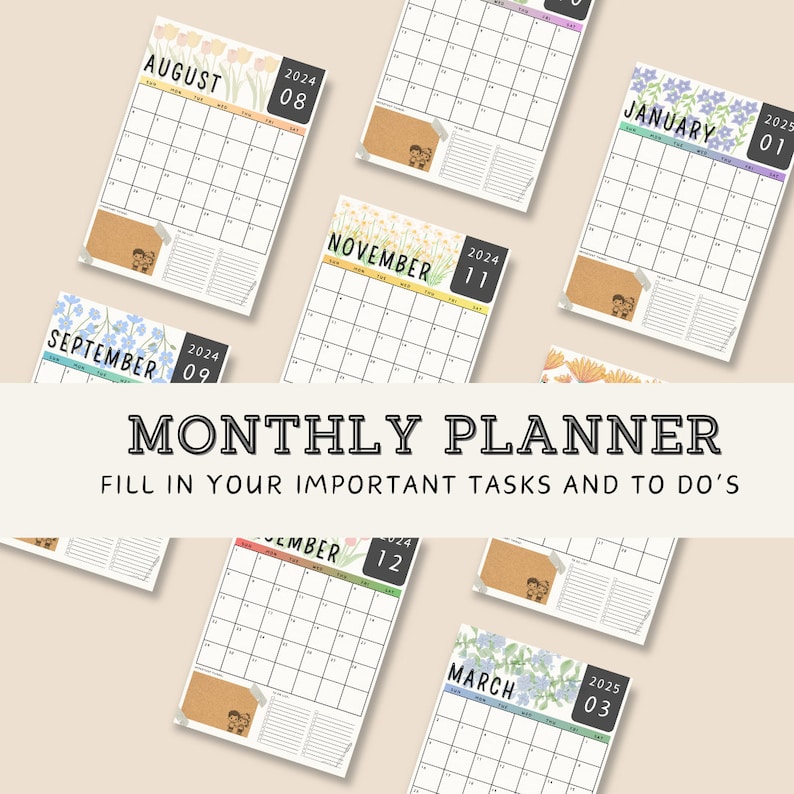 2024 2025 School Calendar and Monthly Planner | Instant Download PDF ...