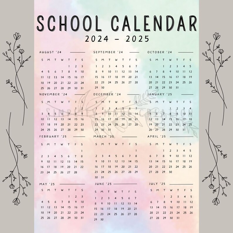 Year at a Glance School Calendar 2024-2025, A4 & A3 Size, Monday/sunday ...