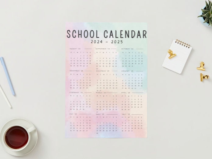 Year at a Glance School Calendar 2024-2025, A4 & A3 Size, Monday/sunday ...
