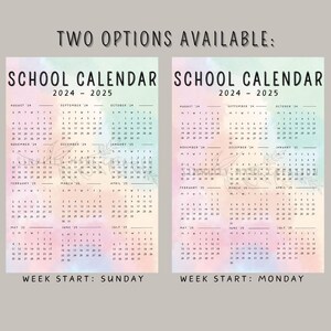 Year at a Glance School Calendar 2024-2025, A4 & A3 Size, Monday/sunday ...