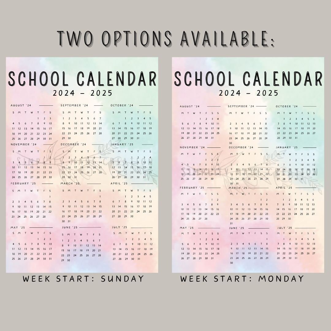 Year at a Glance School Calendar 2024-2025, A4 & A3 Size, Monday/sunday ...