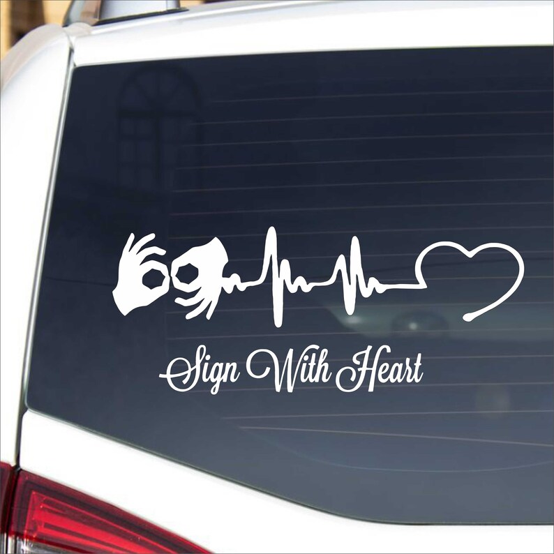 SIGN WITH HEART Asl - Sign Language Decal - Etsy