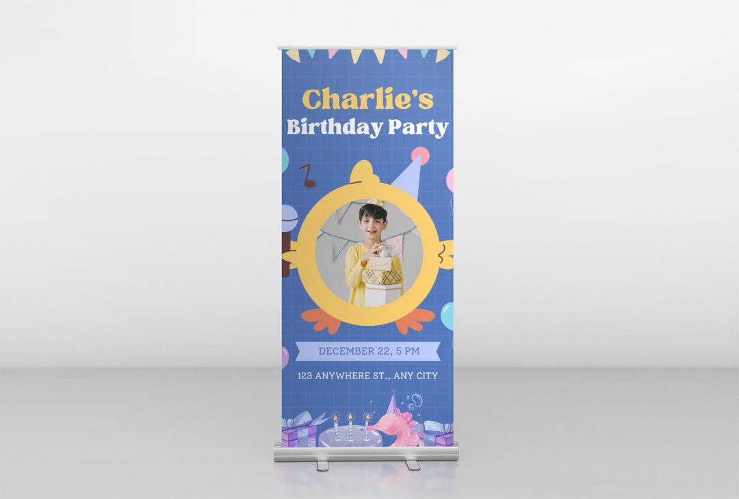Personalized Retractable Birthday Banner for Boys - High-quality Vinyl ...