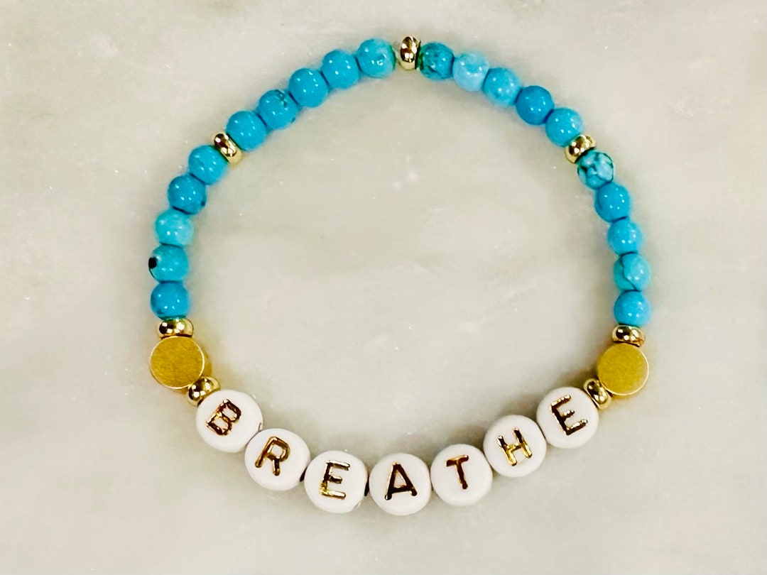 BREATHE Letter Bracelet Custom Motivational Word Jewelry for Friend ...