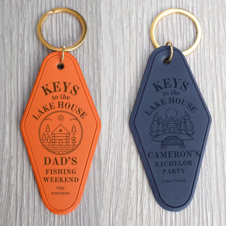 Personalized Lake House Keychain, Retro Motel Key Ring, Handmade - Etsy