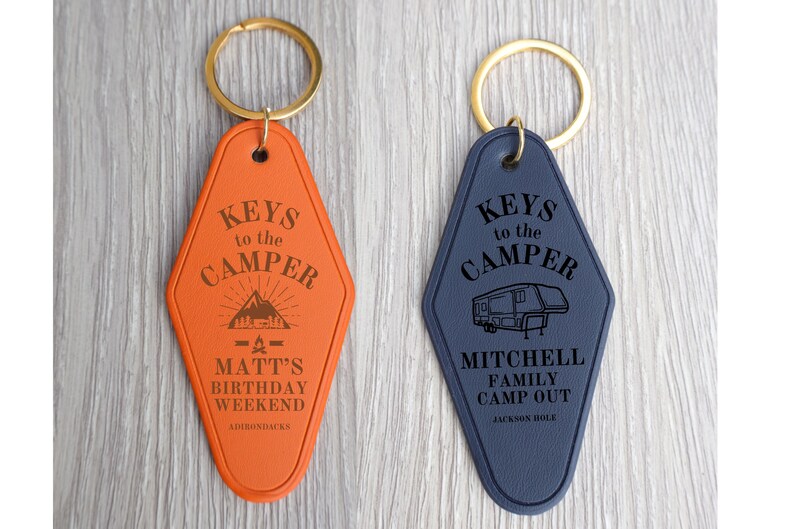 Personalized Camping Keychain, Retro Motel Style Key Tag - Etsy