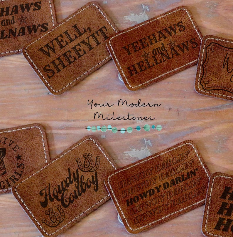 Leatherette Western Patch, Cowboy Iron on Applique, Party Group Patches ...