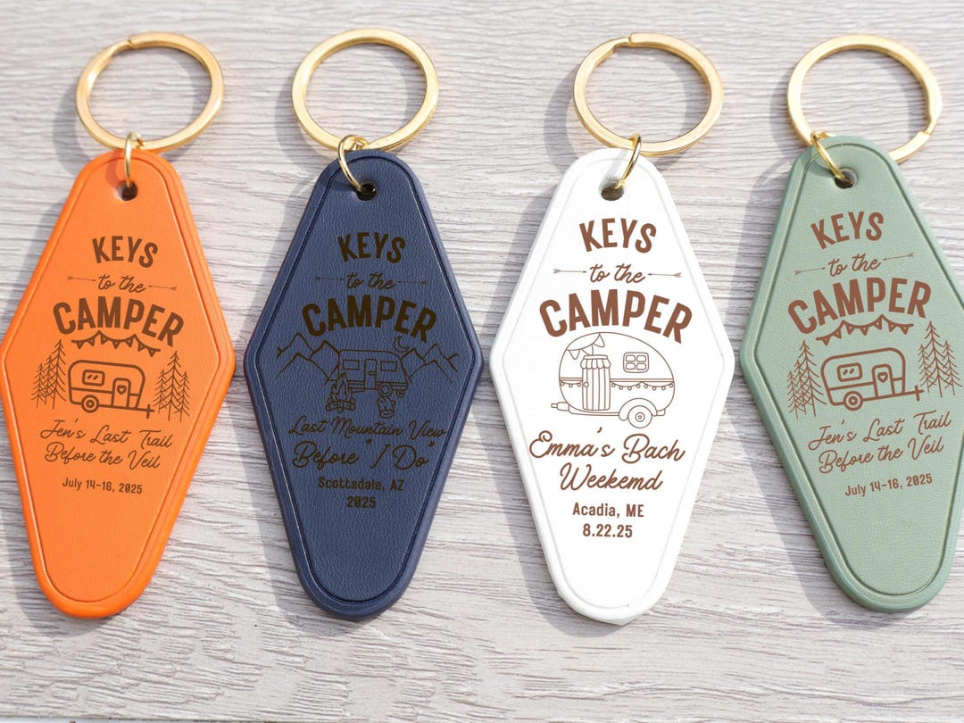 Bachelorette Camper Party Motel Keychain, Camping Batch Weekend, Custom ...