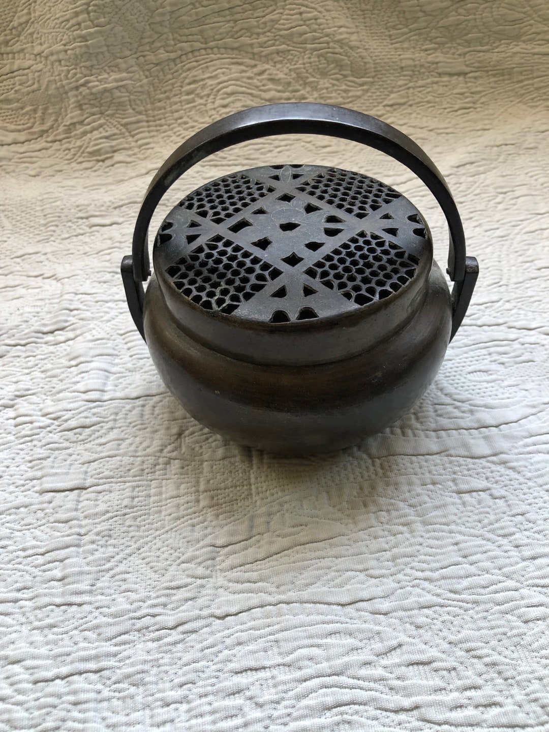 Antique Chinese Pierced Round Bronze Hand Warmer With Swing Handle - Etsy