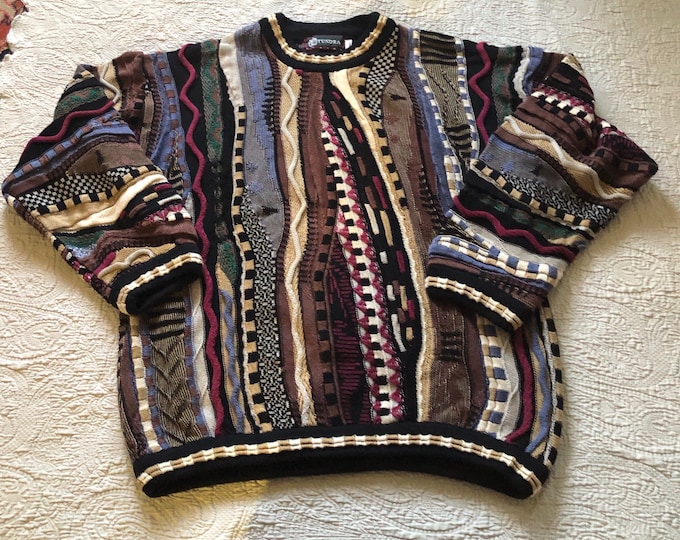 Vintage Canadian Tundra Cotton 3D Textured Coogi Style Mens Sweater ...