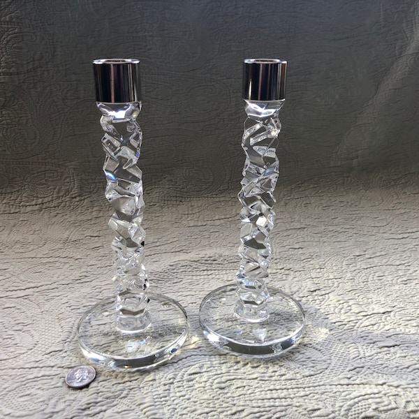 Orrefors Crystal Candlesticks - Etsy