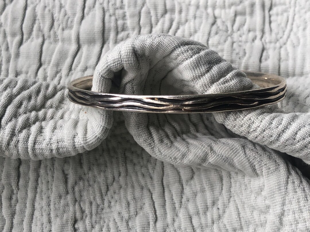 Vintage Authentic Pandora Liquid Silver Stream Incised Bangle Bracelet ...