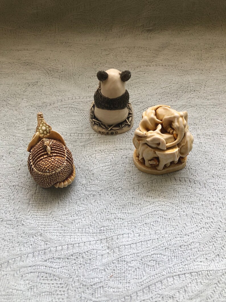 3 Harmony Kingdom Boxes Bamboozled Panda, Safari Elephants and Baby on ...