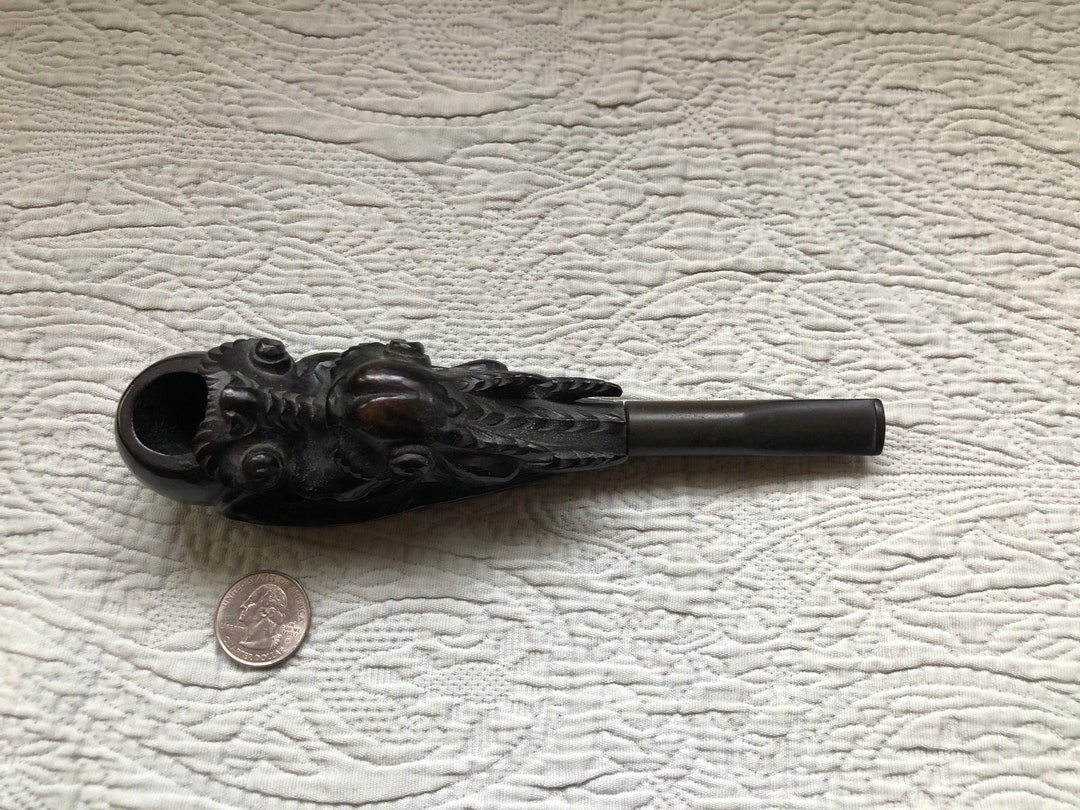 Antique Chinese Hand Carved Dragon Head Smoking Pipe - Etsy