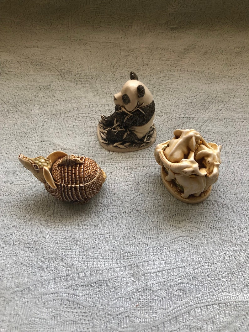 3 Harmony Kingdom Boxes Bamboozled Panda, Safari Elephants and Baby on ...