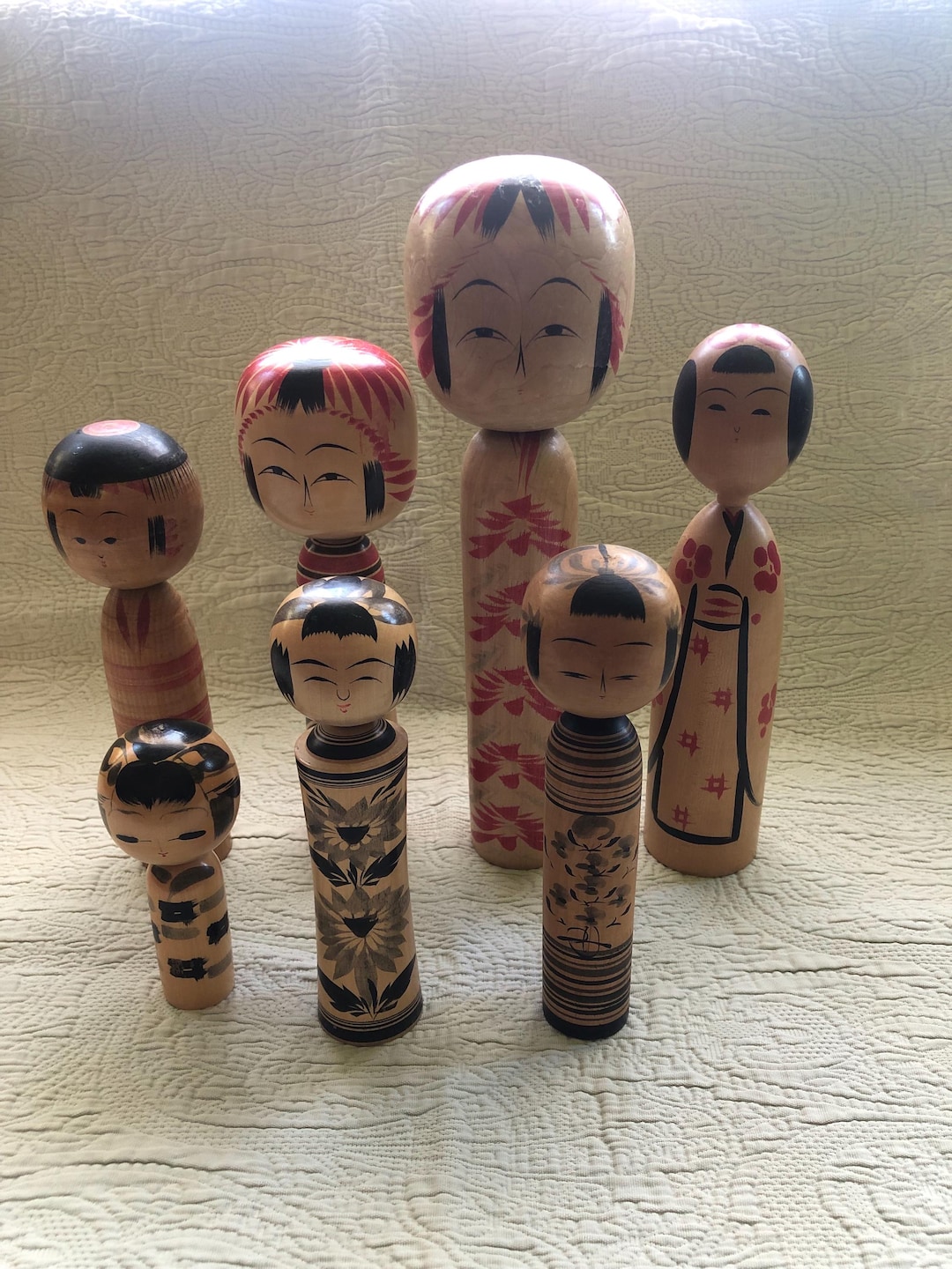 7 Piece Collection Vintage MCM Japanese Kokeshi Dolls - Etsy