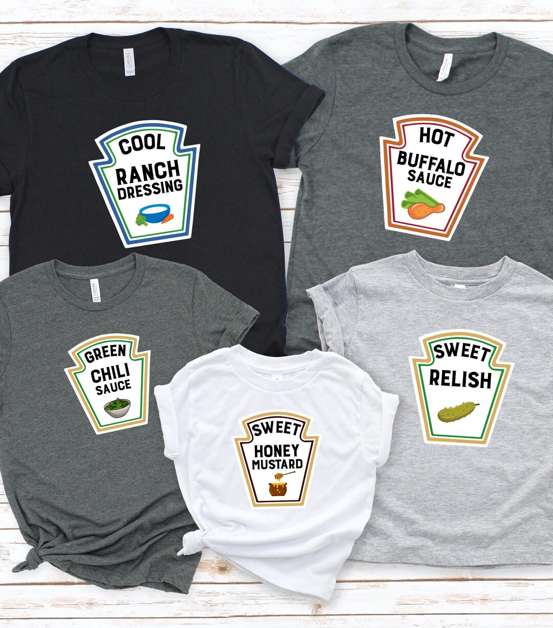 Group Condiments T-shirts, Matching Condiment Costume Party Shirt ...