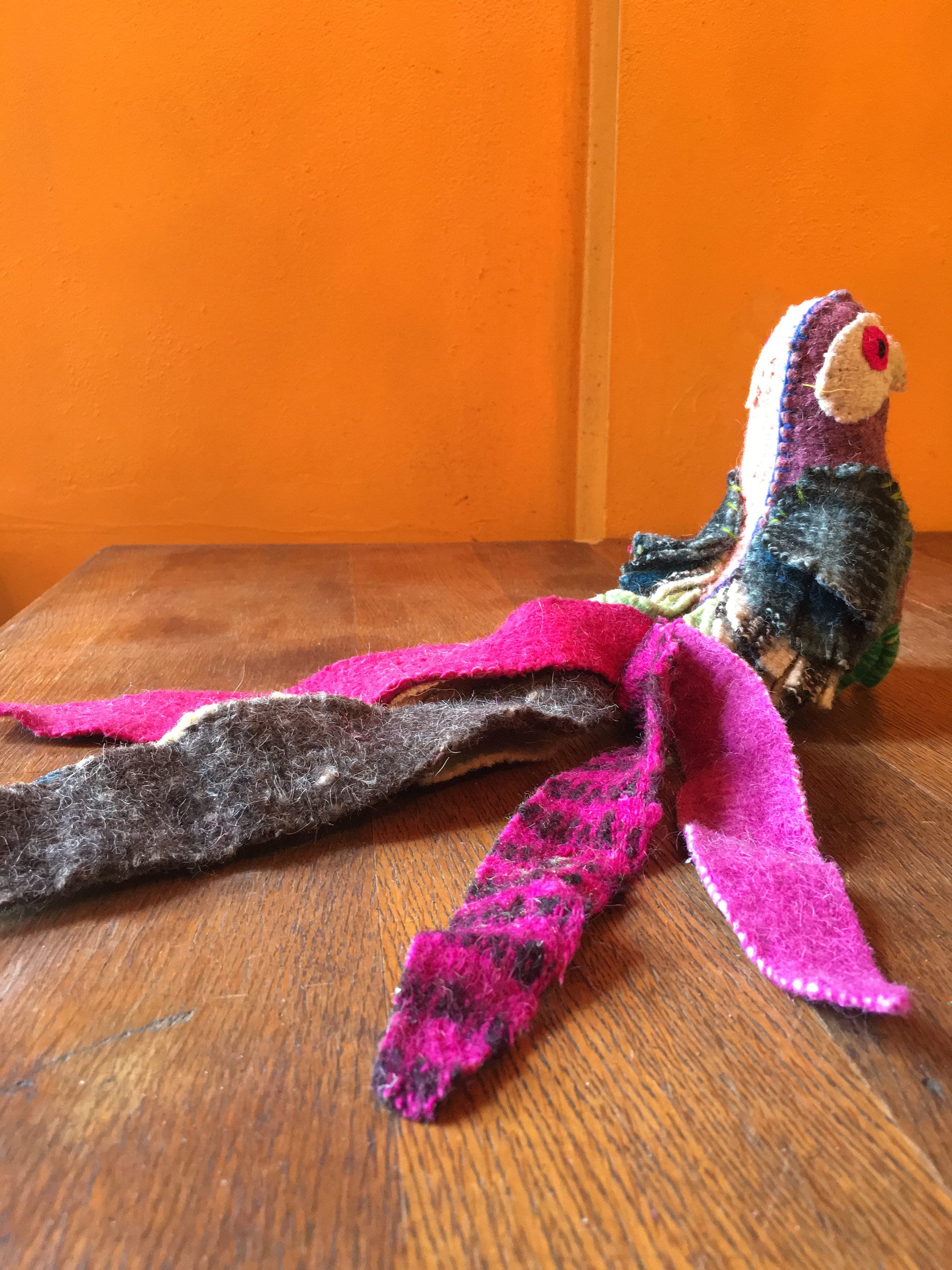 Handmade Natural Woven Wool Mayan Stuffed Animal Bird, Twoolie Parrot