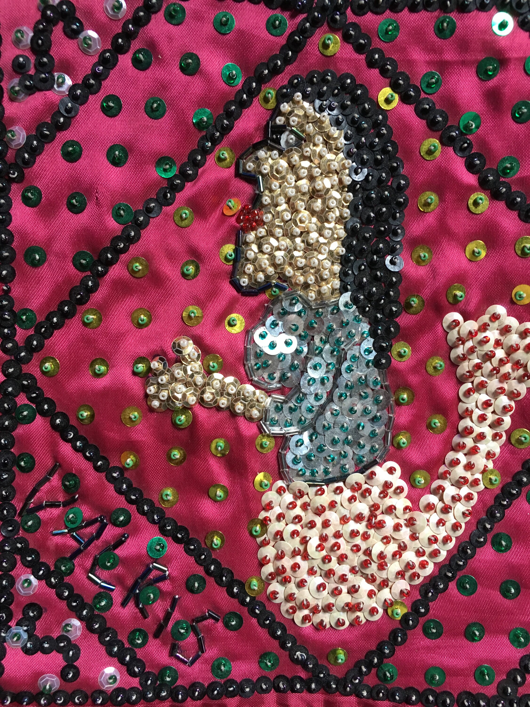 La Sirene Haitian Voodoo Flag, Drapo, Mermaid Sequined Art flag