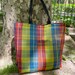 Large Woven Red Plaid Mexican Mesh Market Bag, Shopping Tote, Beach Bag ...