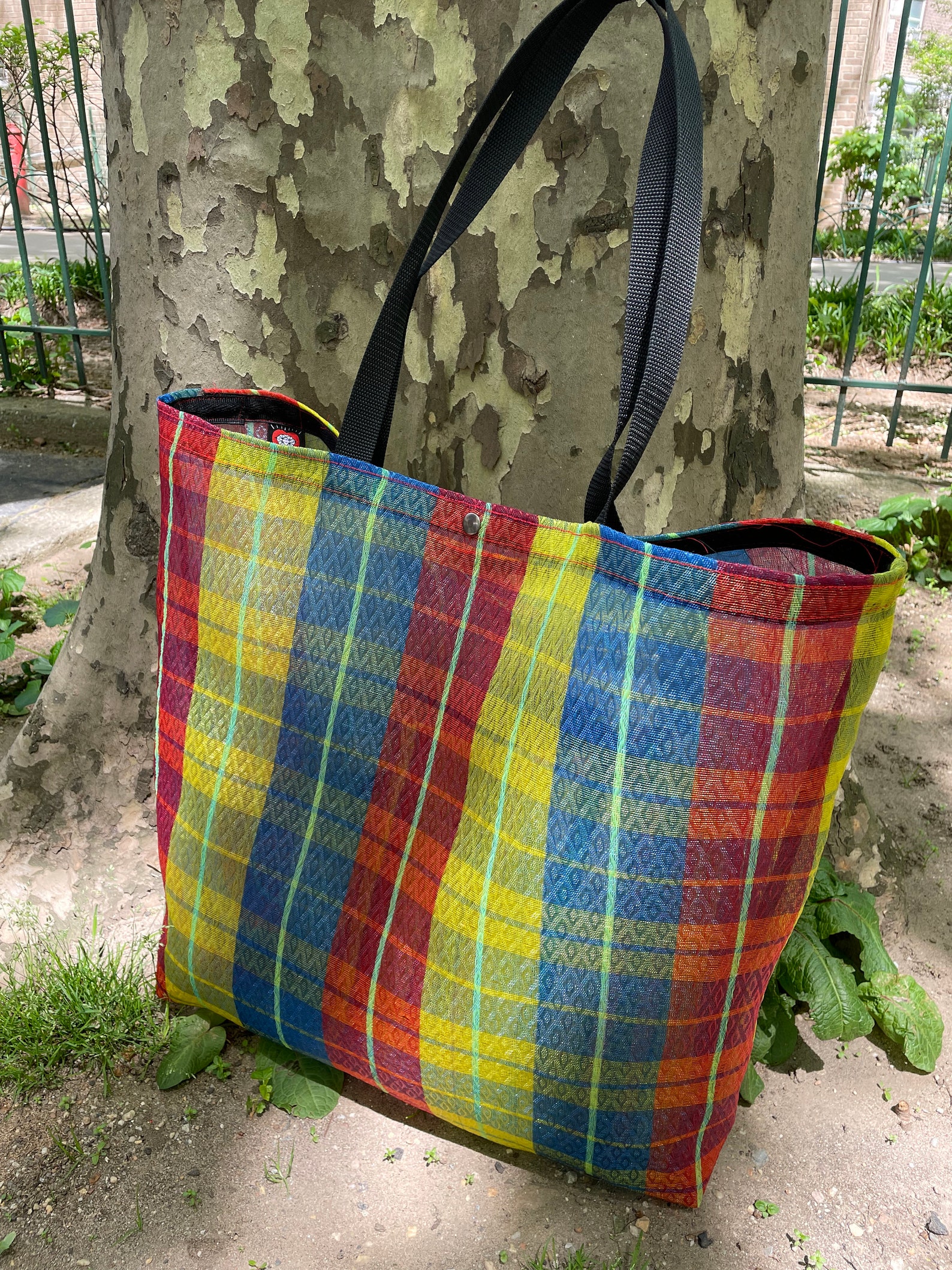 Large Woven Red Plaid Mexican Mesh Market Bag, Shopping Tote, Beach Bag ...