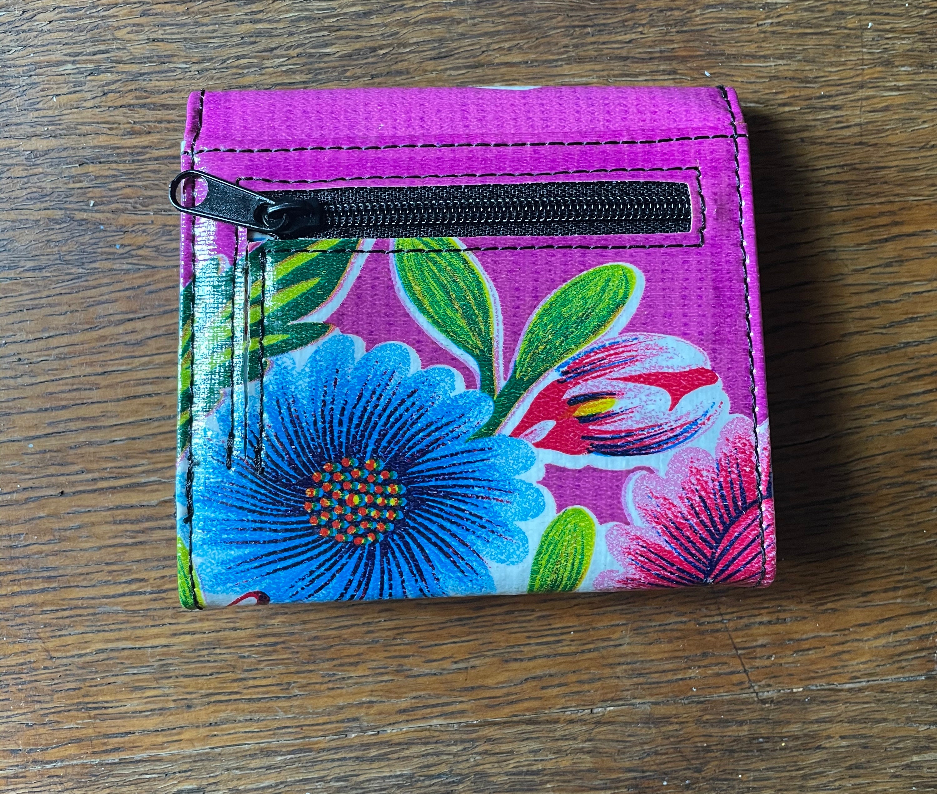 Love Shine Oil Cloth Purple Floral Billfold Wallet, Women's Floral ...