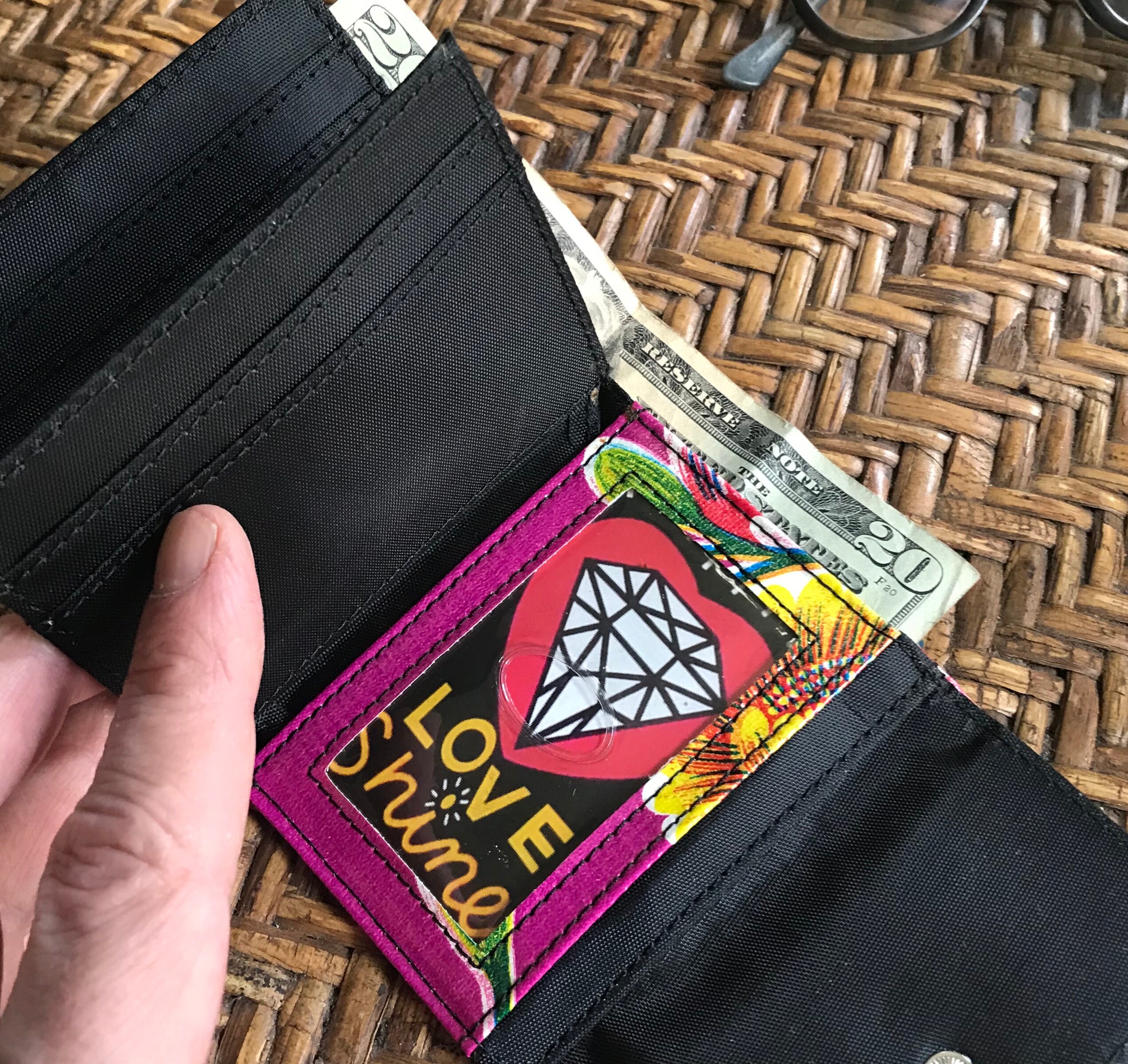 Purple Floral Love Shine Oil Cloth Trifold Wallet