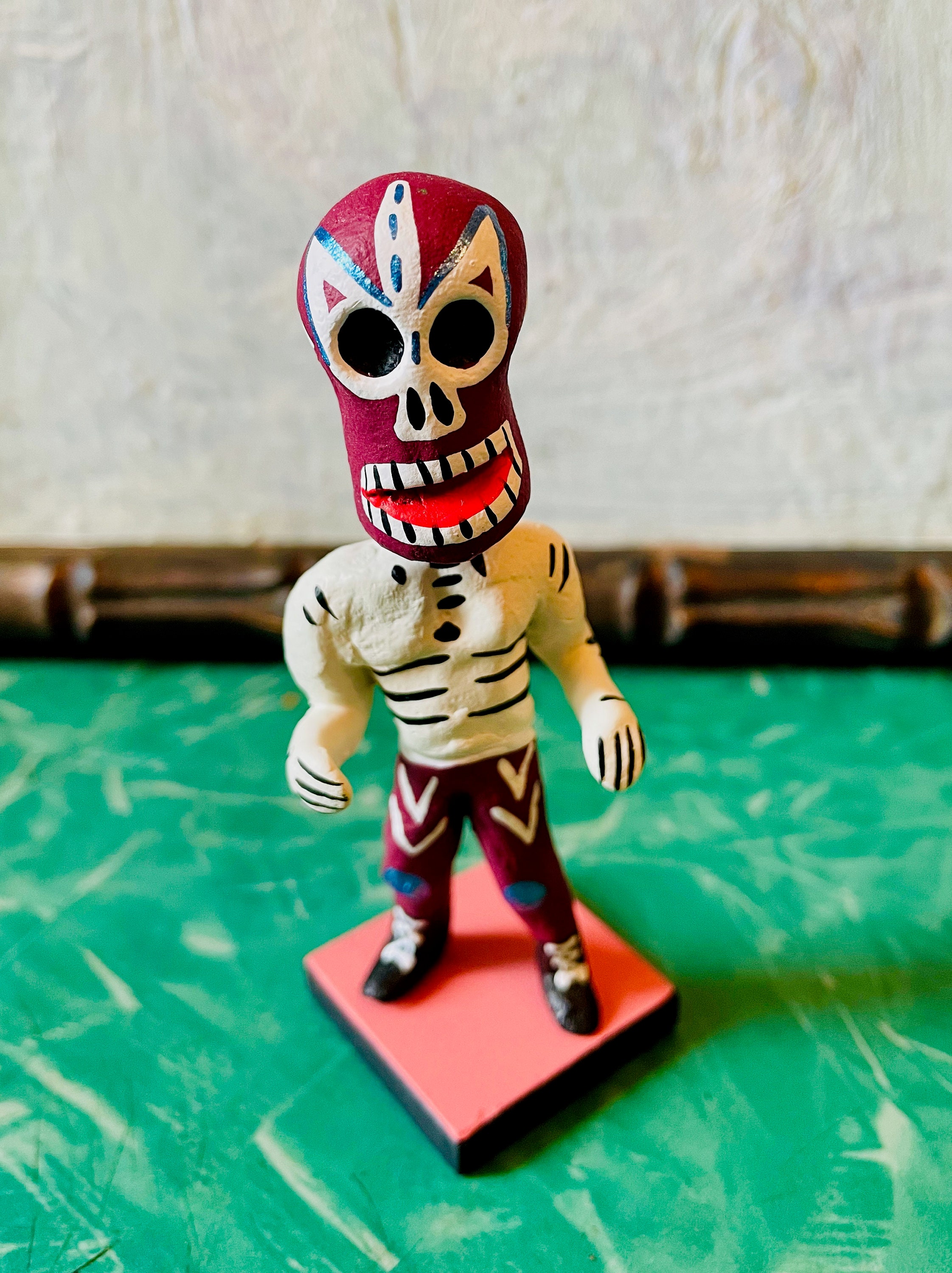 Lucha Libre Mexican Wrestler Day of the Dead Figurine, Dia de los ...