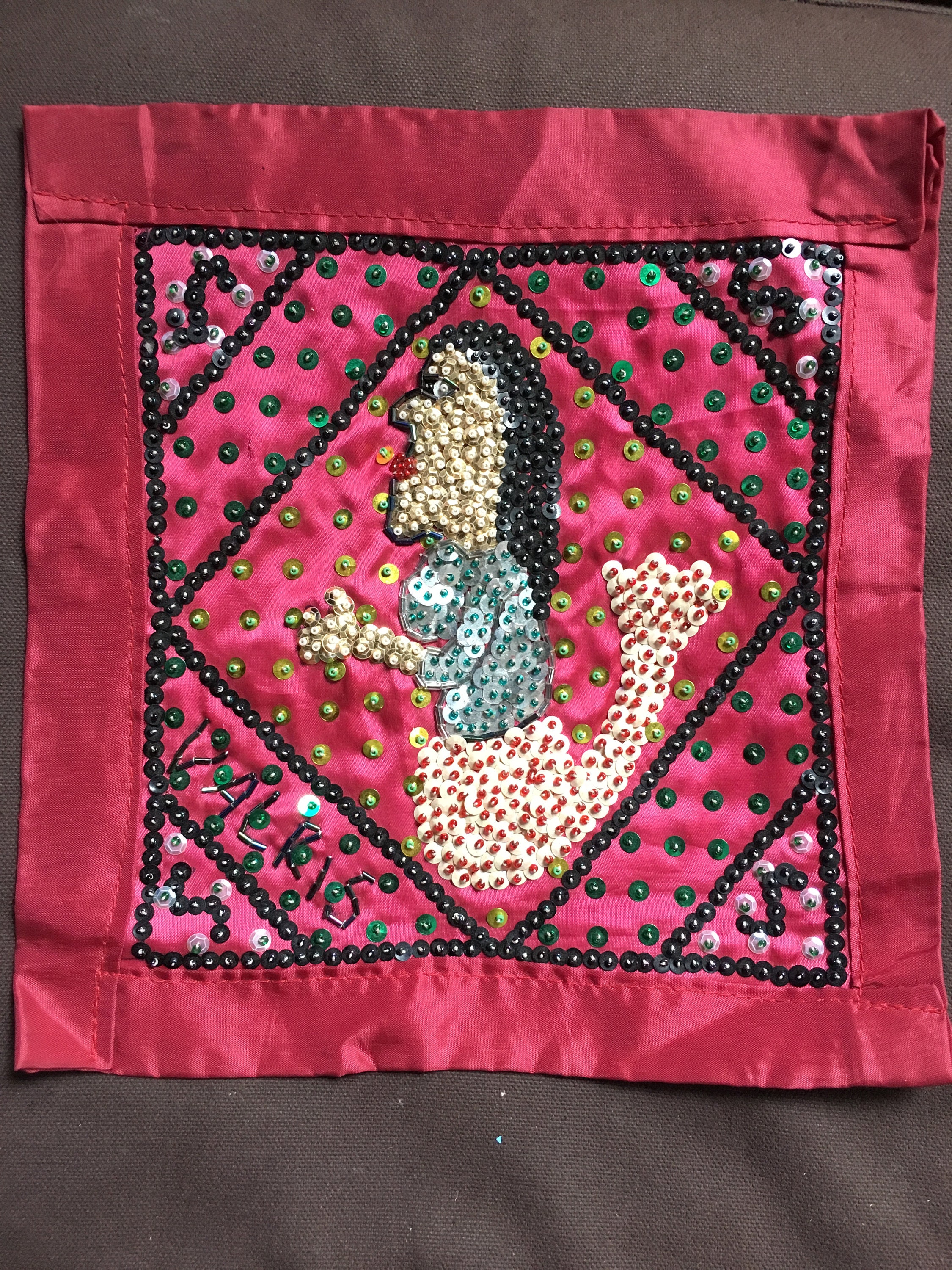 La Sirene Haitian Voodoo Flag, Drapo, Mermaid Sequined Art flag