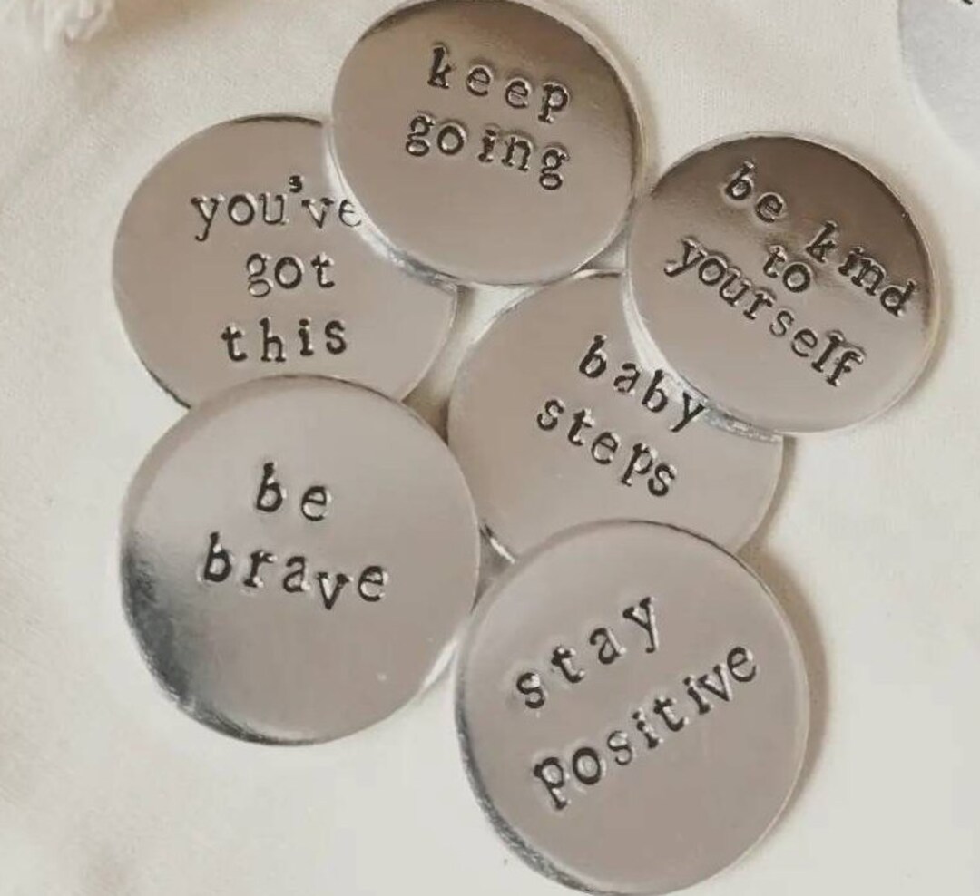 Custom Worded Tokens Hand Stamped Tokens Mindfulness Gift Letterbox ...