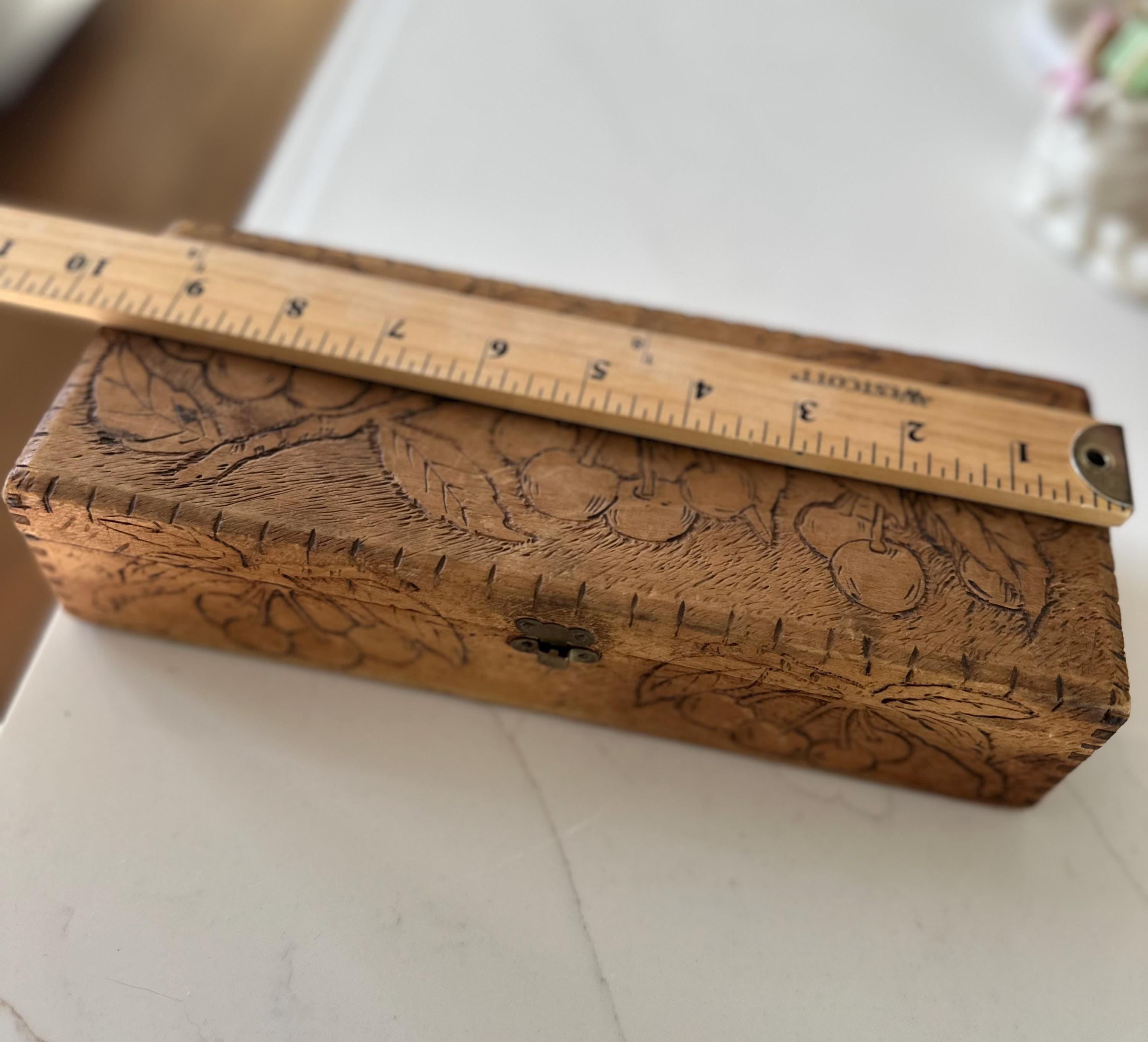 Vintage Antique Pyrography Wood Burning Cherry Engraved Cherries ...