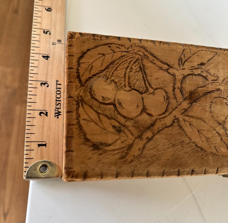 Vintage Antique Pyrography Wood Burning Cherry Engraved Cherries ...