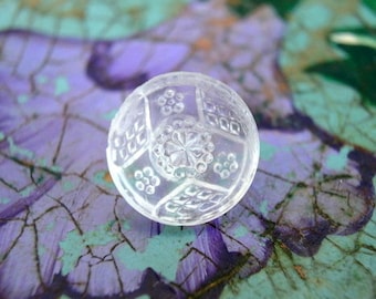 Vintage antique glass buttons clear glass flower ornament | Etsy