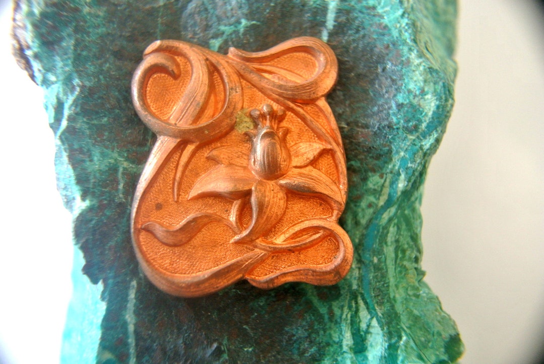 Metal Stamping, Vintage, Flower Ornament , Copper, ART NAVO Design ...