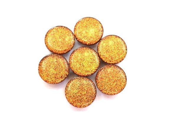 10 Vintage Buttons, Light Brown With Indise Glitters12mm, Suitable for ...