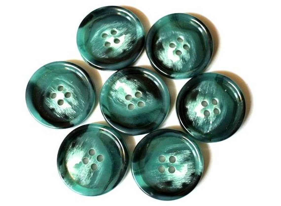 6 Buttons Vintage Plastic Blue Green 26mm - Etsy