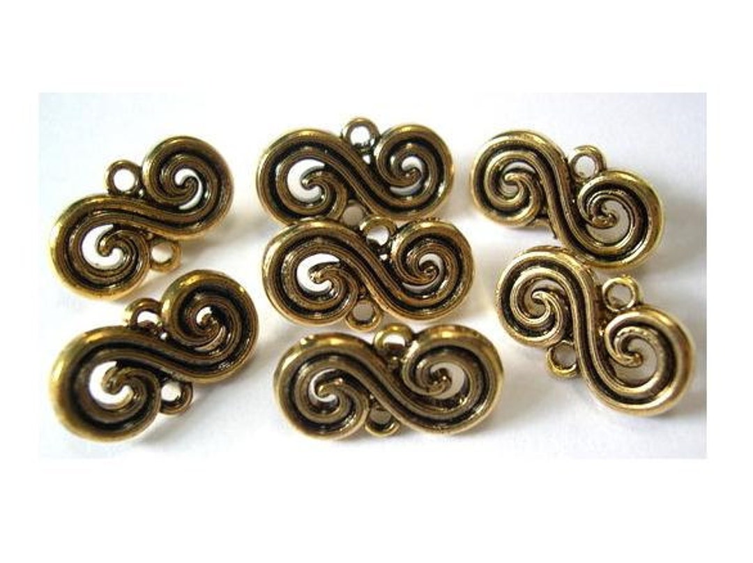 10 Vintage Buttons Beads, Plastic Buttons, Gold Color Unique Shape ...