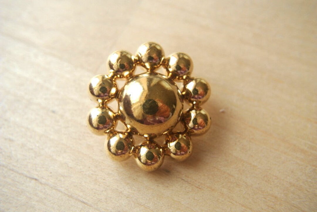 6 Vintage Flowers Buttons Gold Color 30mm - Etsy