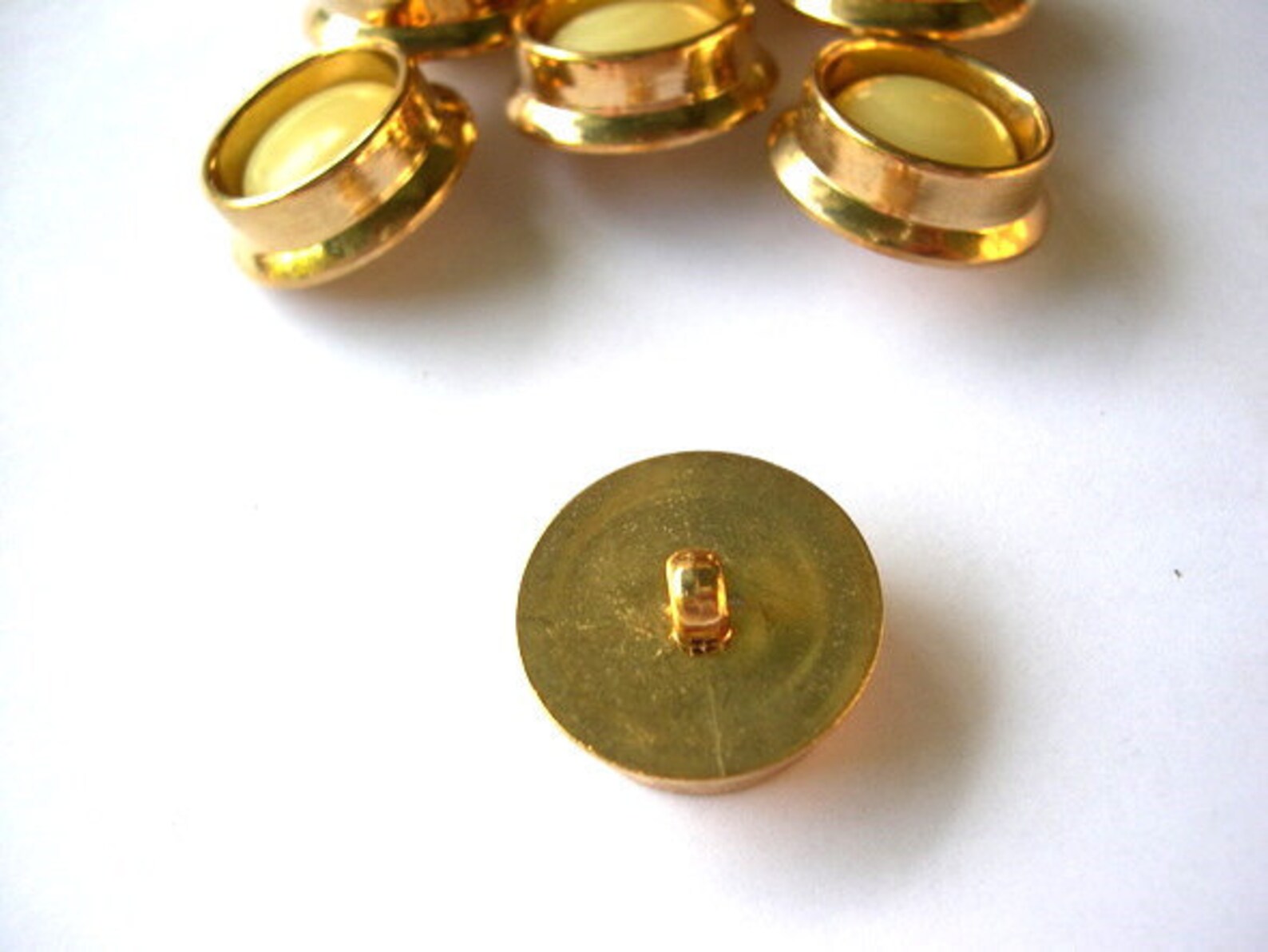 6 Vintage Antique Buttons Gold Color Plastic With Yellow Trim | Etsy