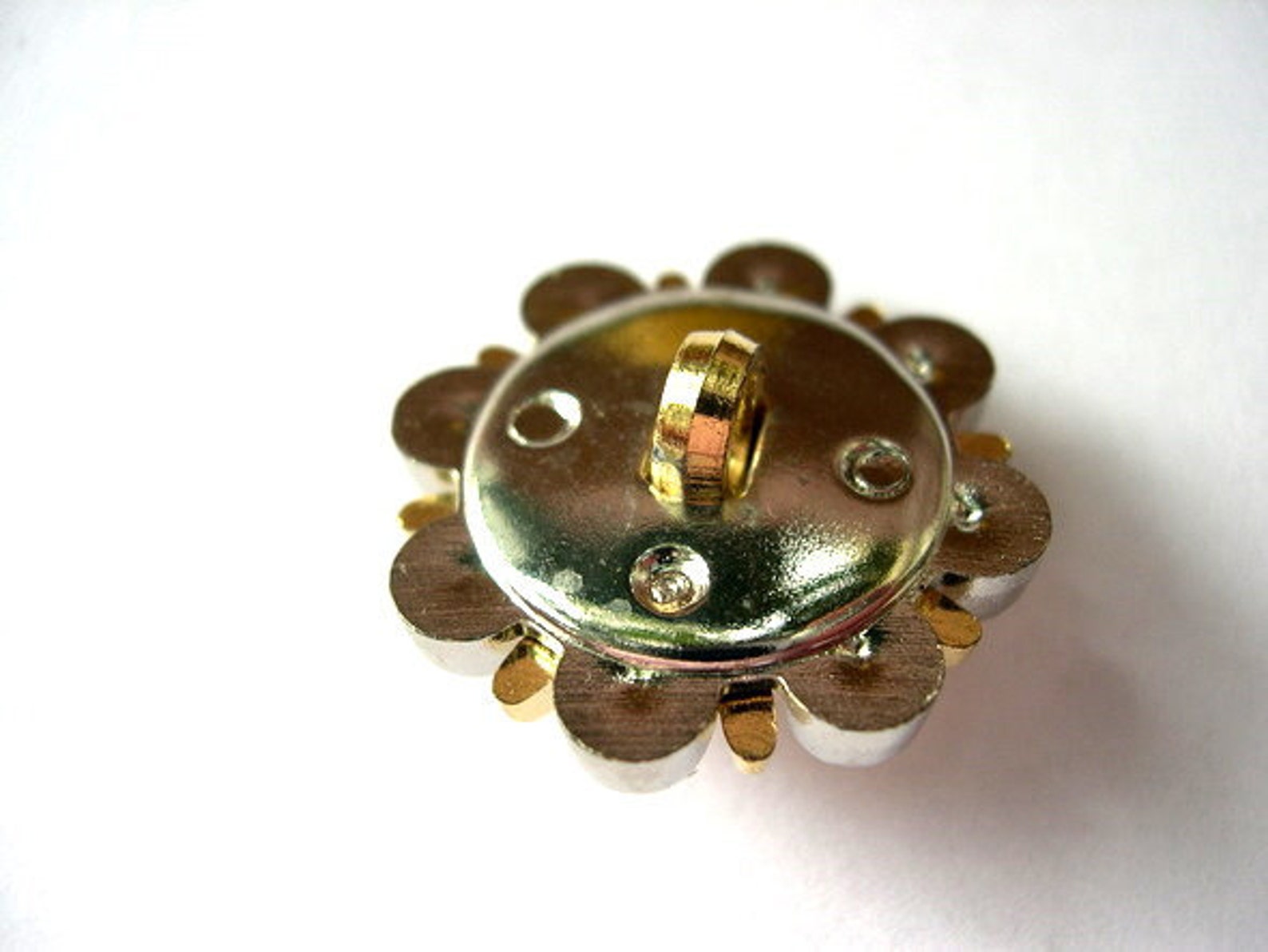 6 Vintage Flowers Buttons Gold Color With Silver Color 24mm - Etsy