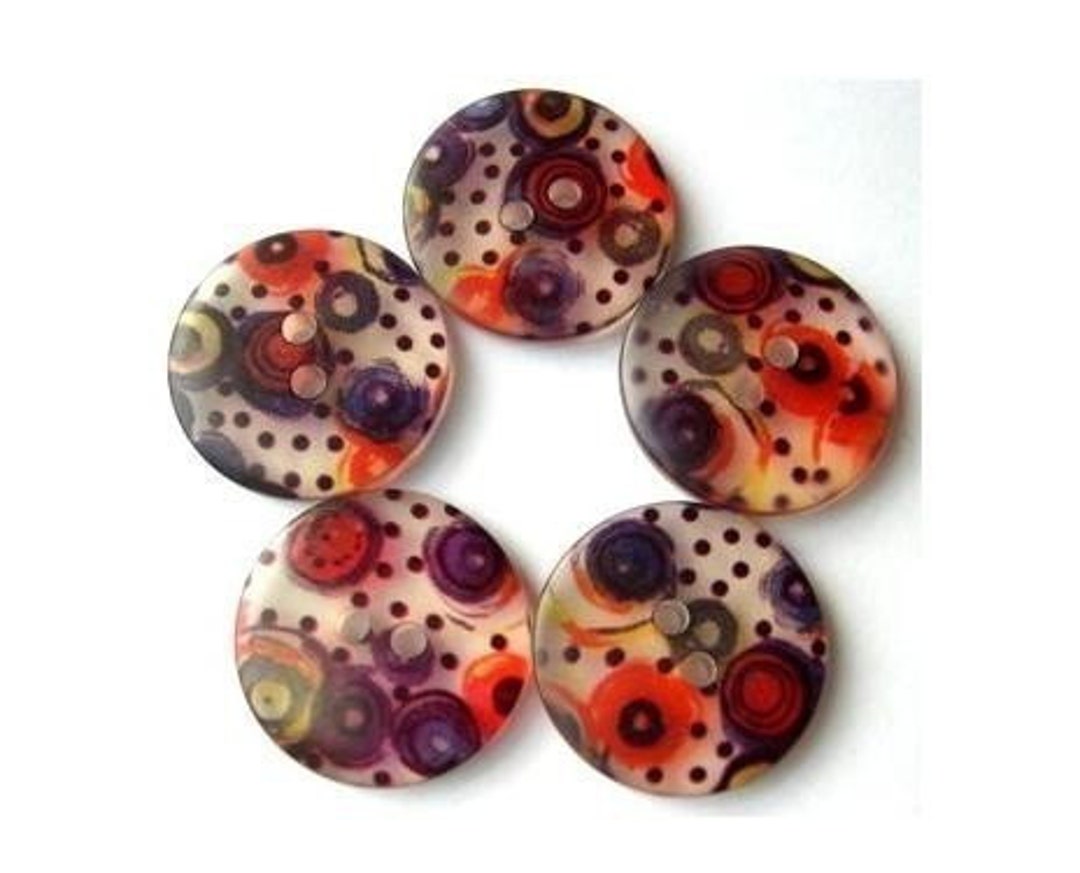 6 Buttons, Plastic,vintage, Flowers Ornament, Proper for Button Jewelry ...