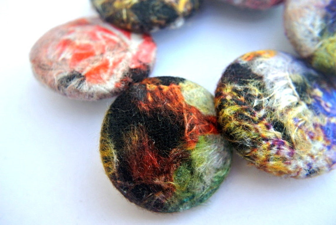 6 Buttons Modern Felt Wool Fabric Covered Buttons - Etsy