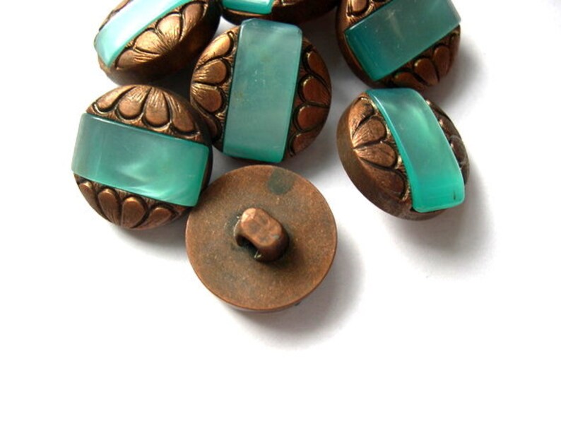 6 Antique Vintage Buttons Bronze Color Plastic Buttons With - Etsy