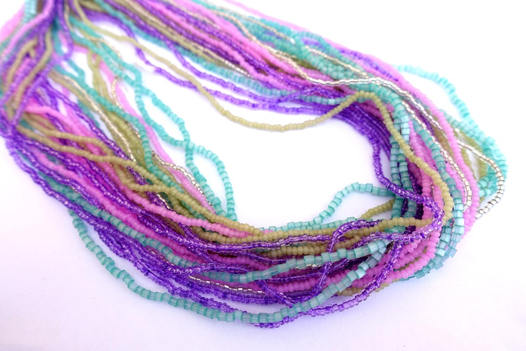 Vintage Czech Glass Bead Strands: 28 Multi-color Venetian Beads, 18 ...