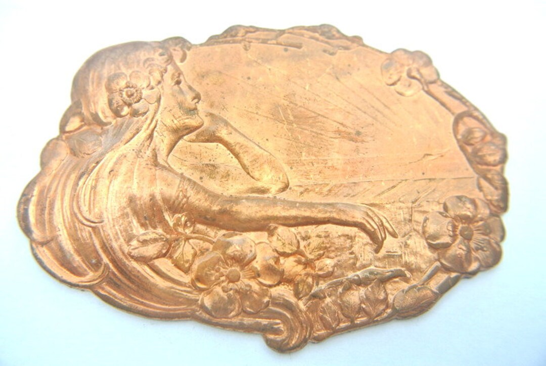 Vintage Metal Stamping Women's Head, Large, Heavy, Copper Made, Old ...