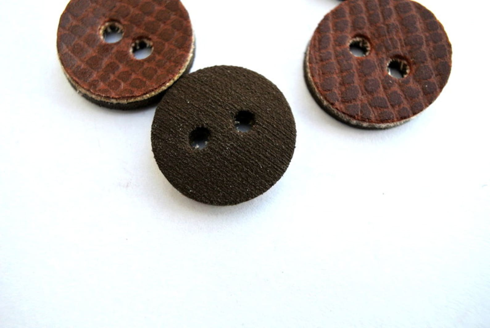 6 Antique Vintage Leather Buttons Brown 23mm | Etsy