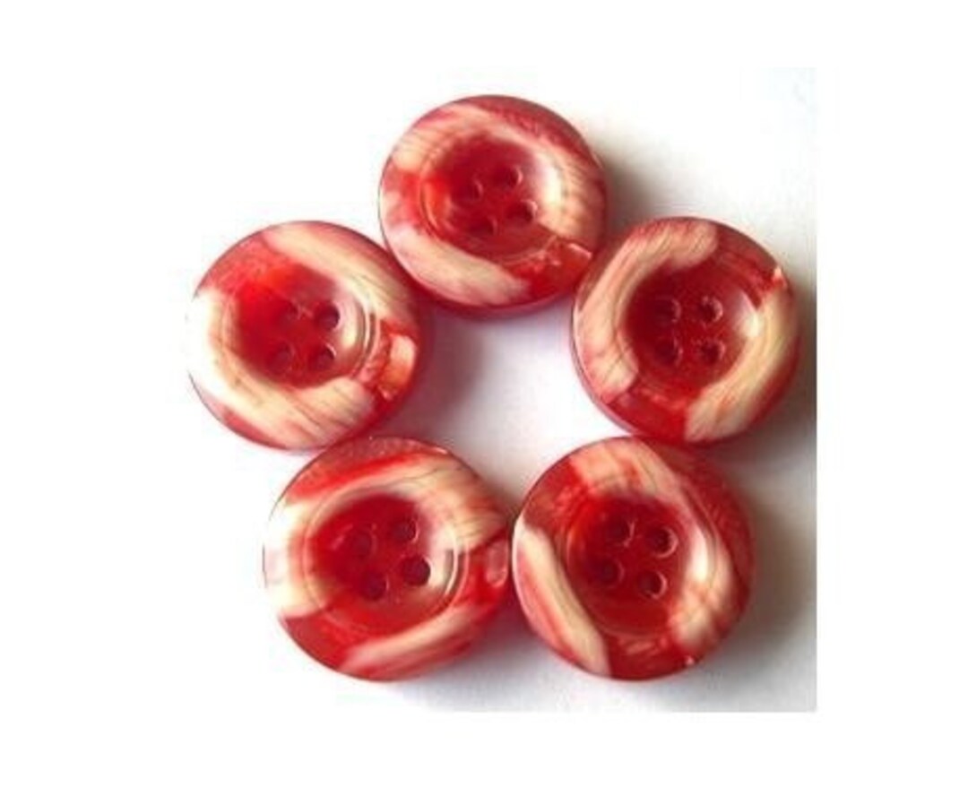 11 Buttons, Vintage, Plastic, Red Buttons With White Pattern, 22mm - Etsy