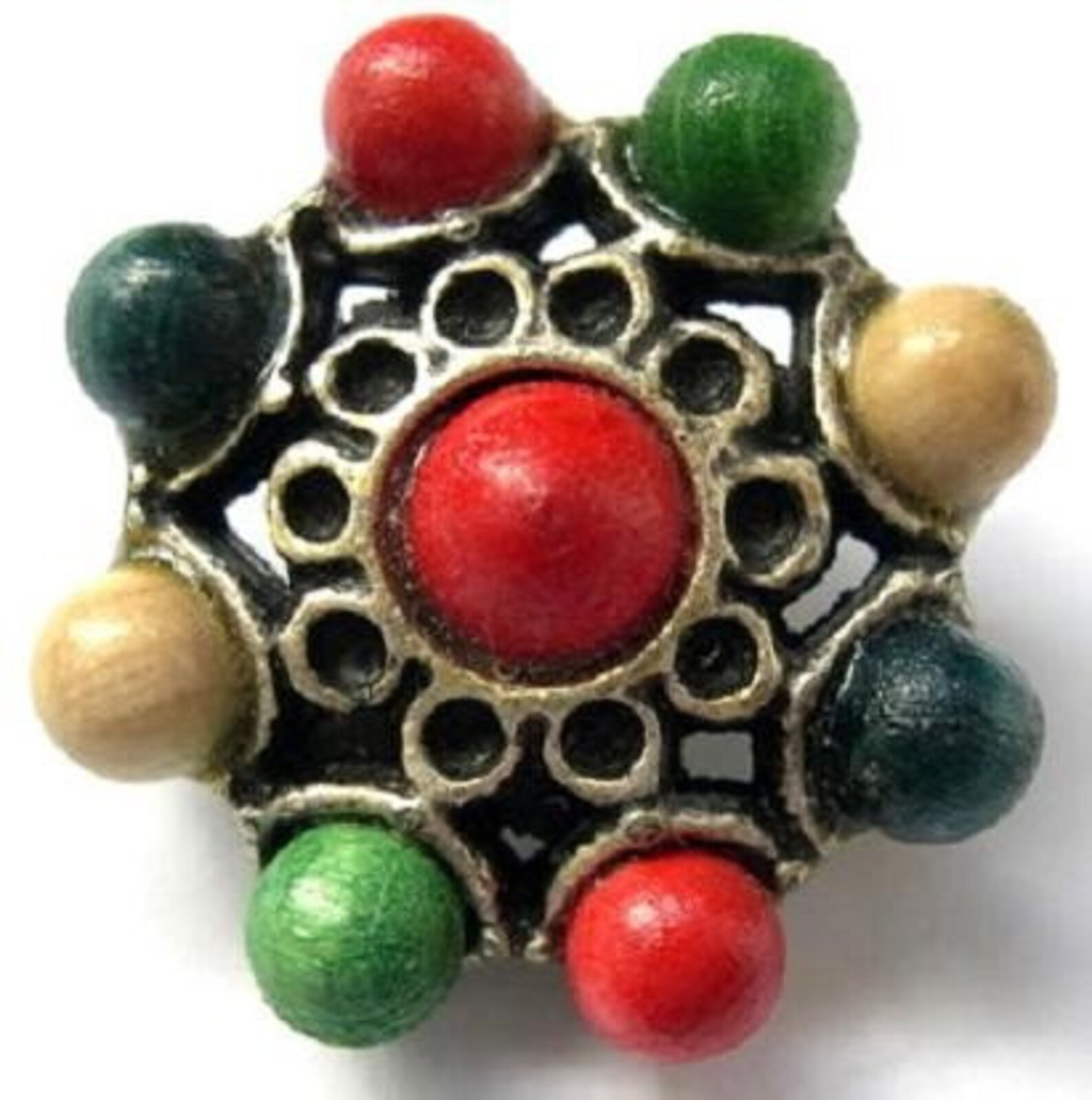 Metal Jewel Button With Wooden Colorful Balls Great for - Etsy